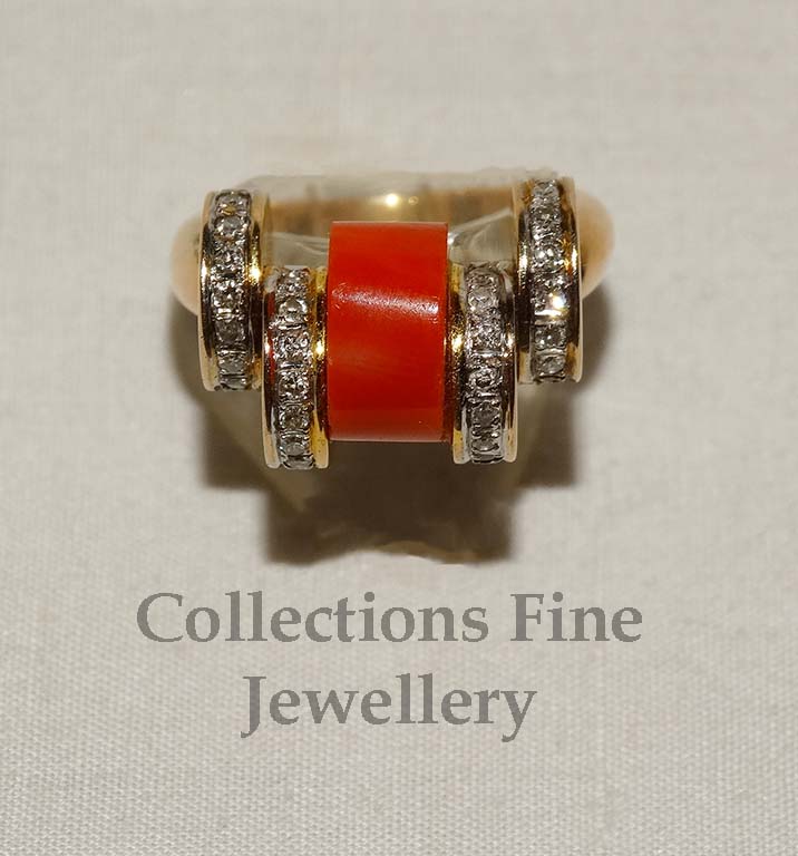 Coral and Diamond Ring - Collection Fine Jewellery and Watches